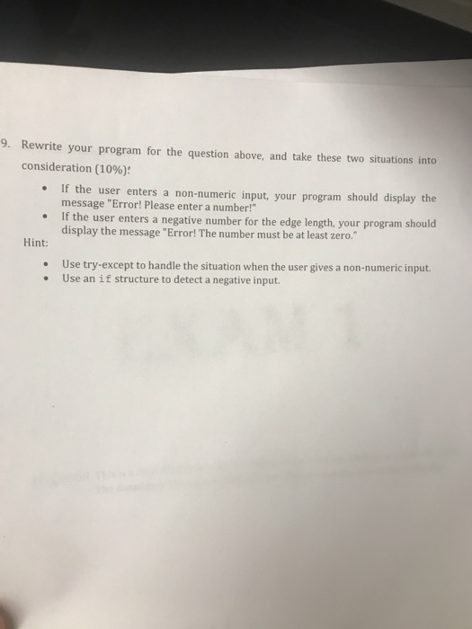 9. Rewrite your program for the question above, and | Chegg.com