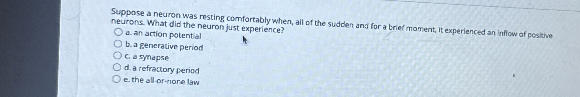 Solved Suppose a neuron was resting comfortably when, all of | Chegg.com