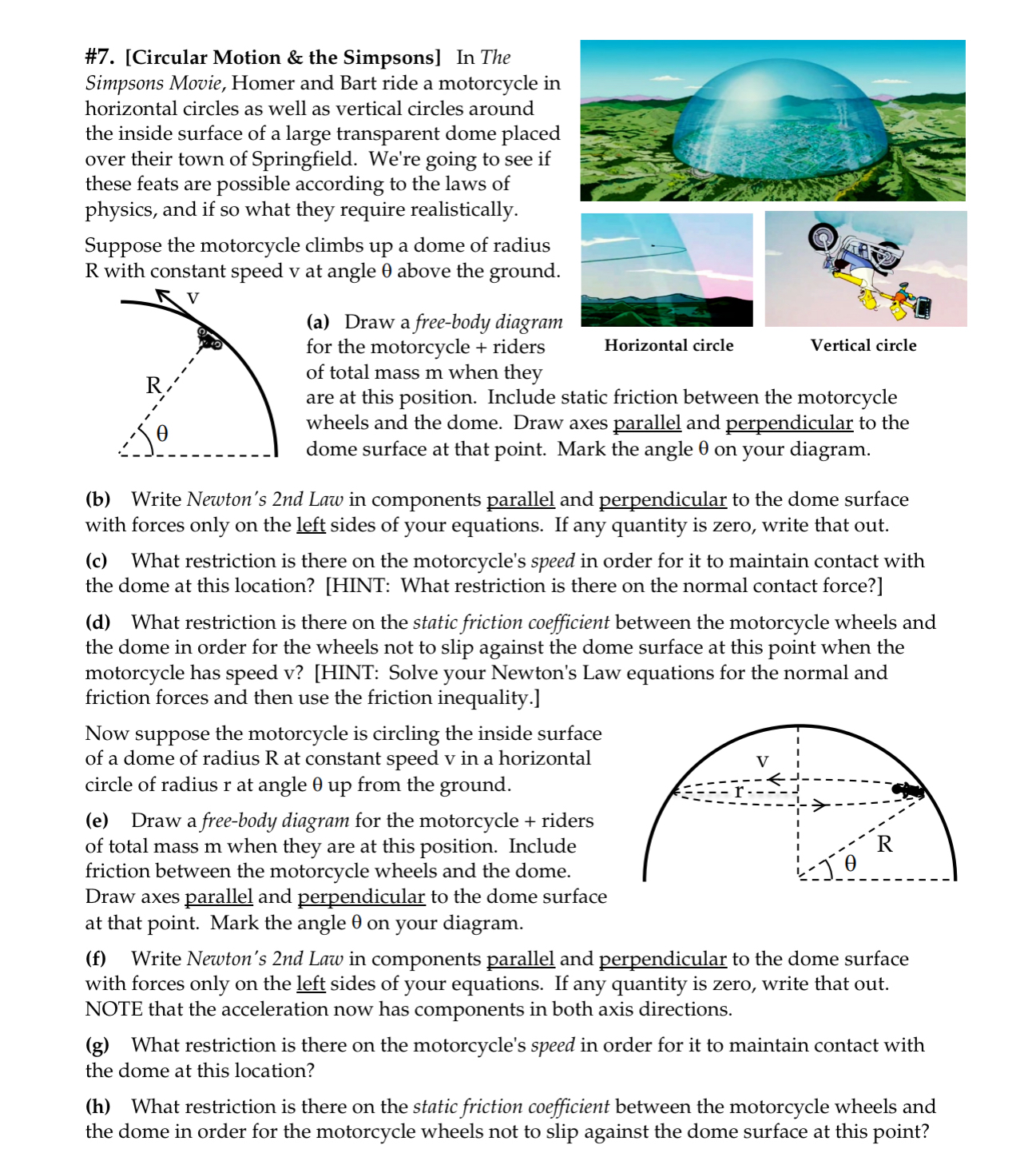 Solved #7. [Circular Motion & the Simpsons] ﻿In The Simpsons | Chegg.com