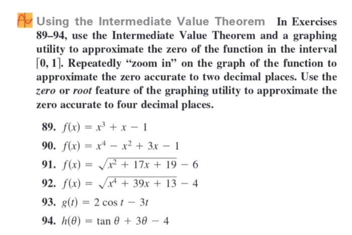 Solved Using the Intermediate Value Theorem In Exercises | Chegg.com