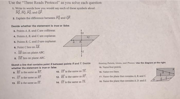Solved Use the "Three Reads Protocol" as you solve each | Chegg.com