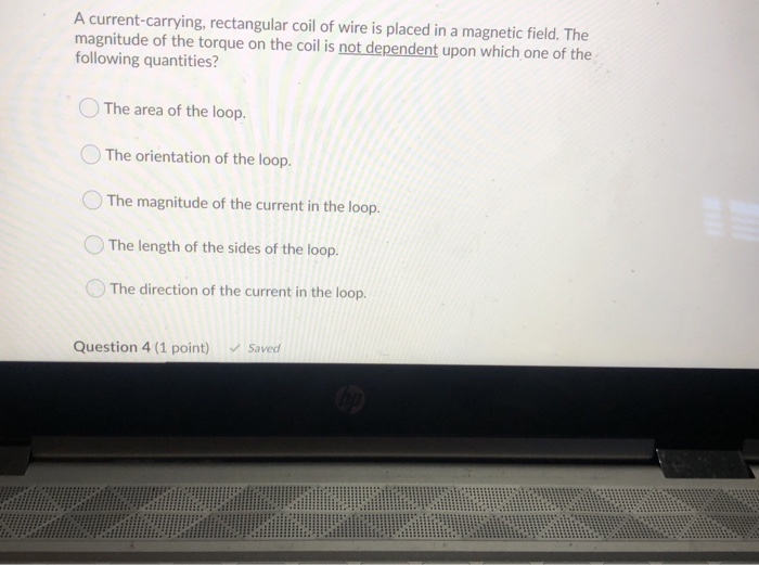 Solved A current-carrying, rectangular coil of wire is | Chegg.com