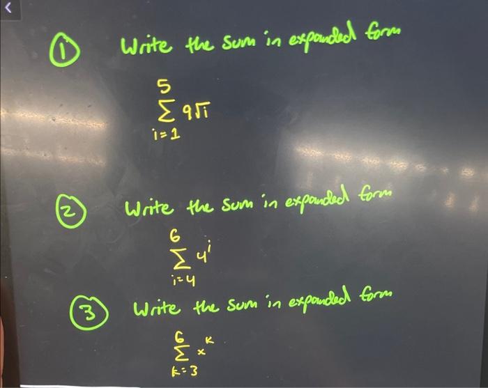 Solved (1) Write the sum in expanded form ∑i=159i (2) Write | Chegg.com