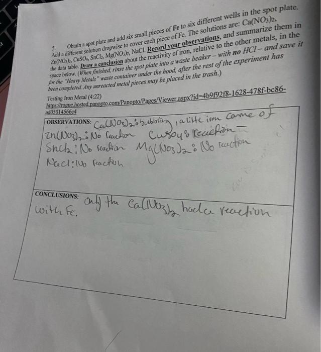 Solved 1. Watch the demonstrations of sodium metal and | Chegg.com