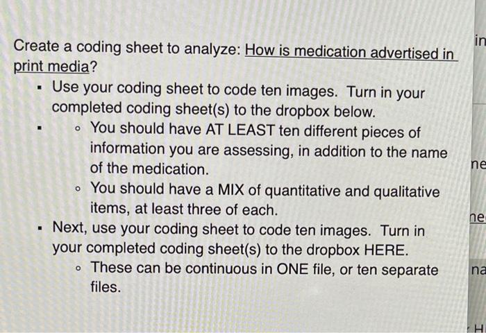 Create a coding sheet to analyze: How is medication | Chegg.com