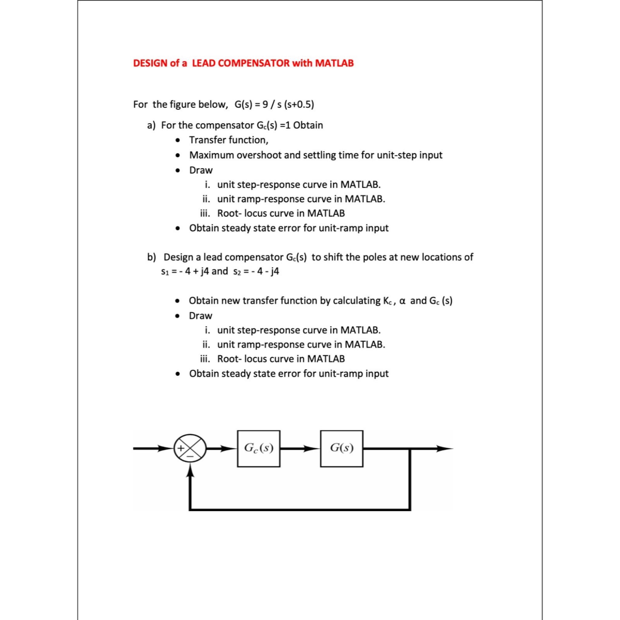 Design Of A Lead Compensator With Matlabfor The