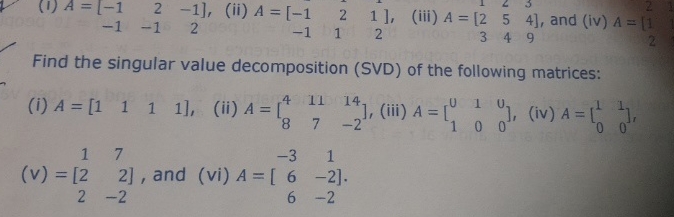 Solved find [}singular value decomposition (SVD) ﻿of the | Chegg.com