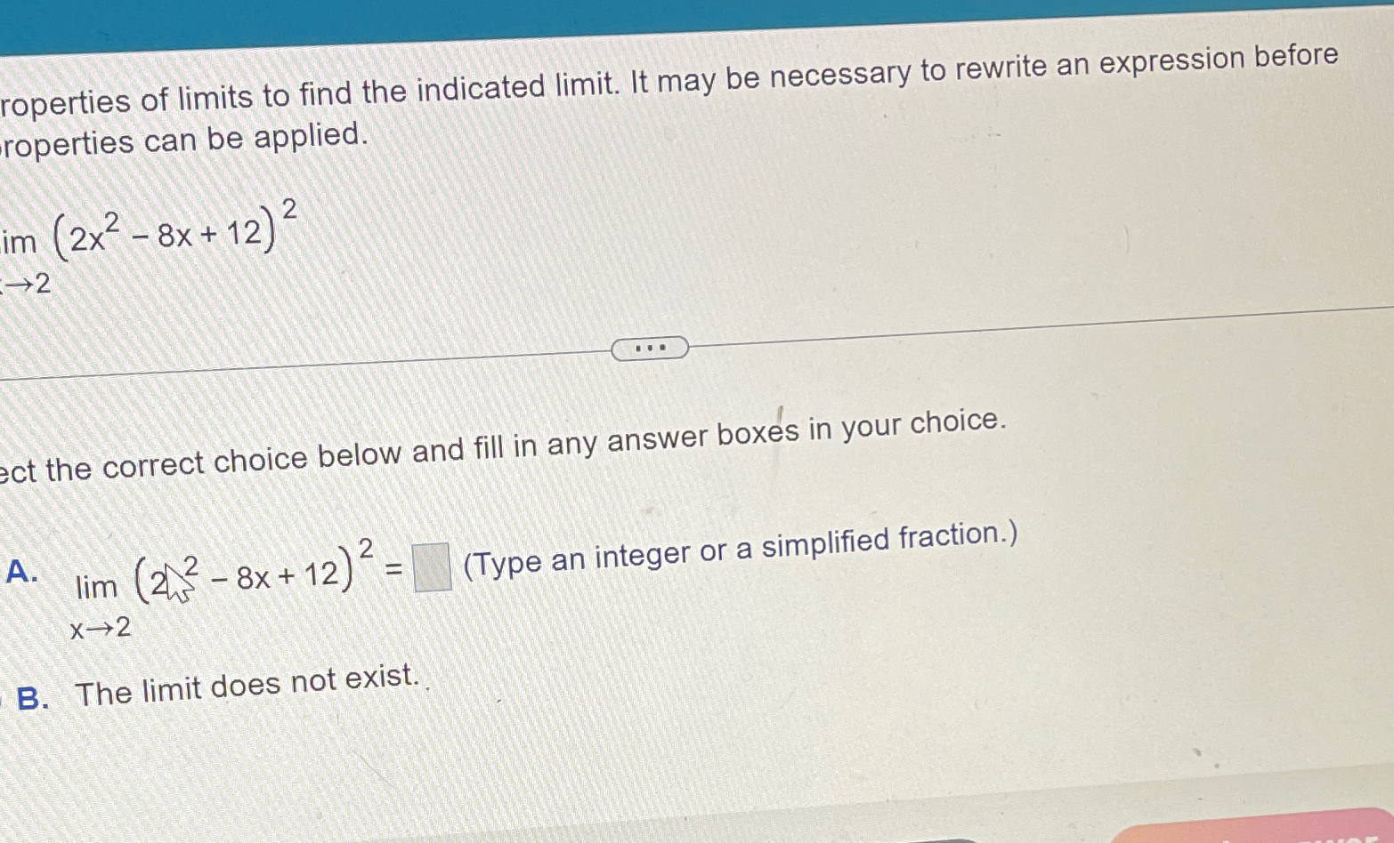 Solved roperties of limits to find the indicated limit. ﻿It | Chegg.com