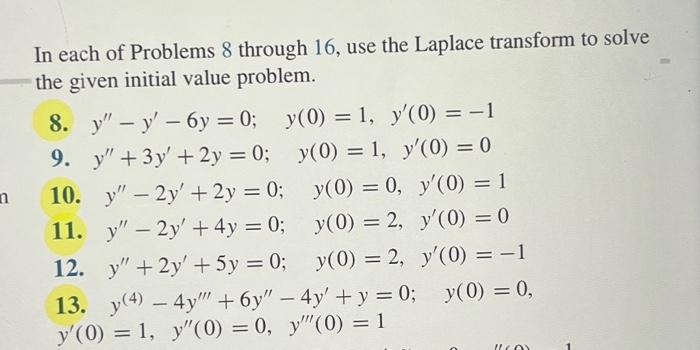 Solved In each of Problems 8 through 16, use the Laplace | Chegg.com