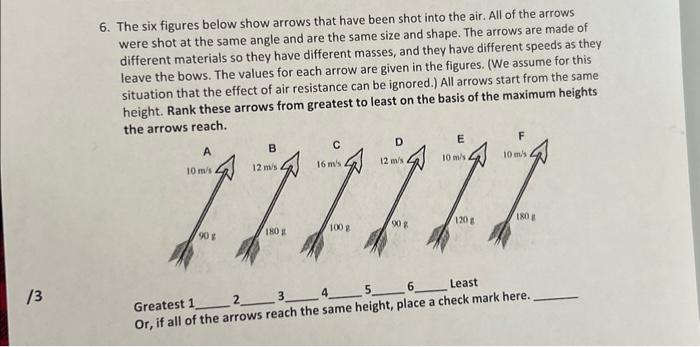 Solved 5. The six figures below show arrows that have been | Chegg.com
