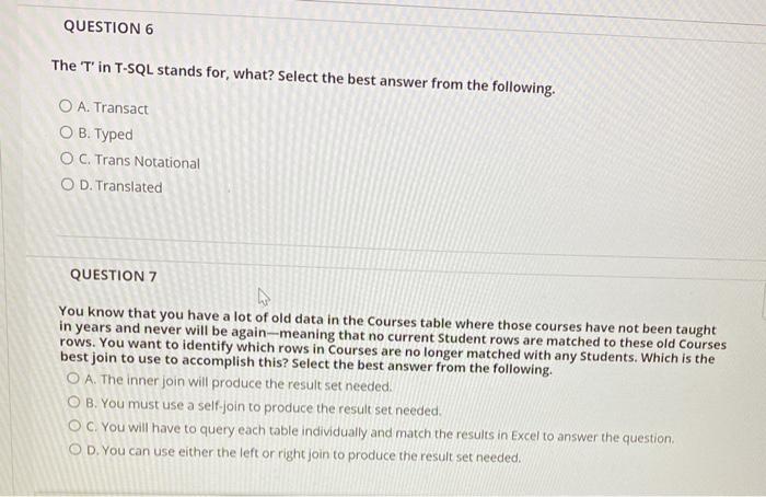 Solved QUESTION 4 In a relational database how is data | Chegg.com
