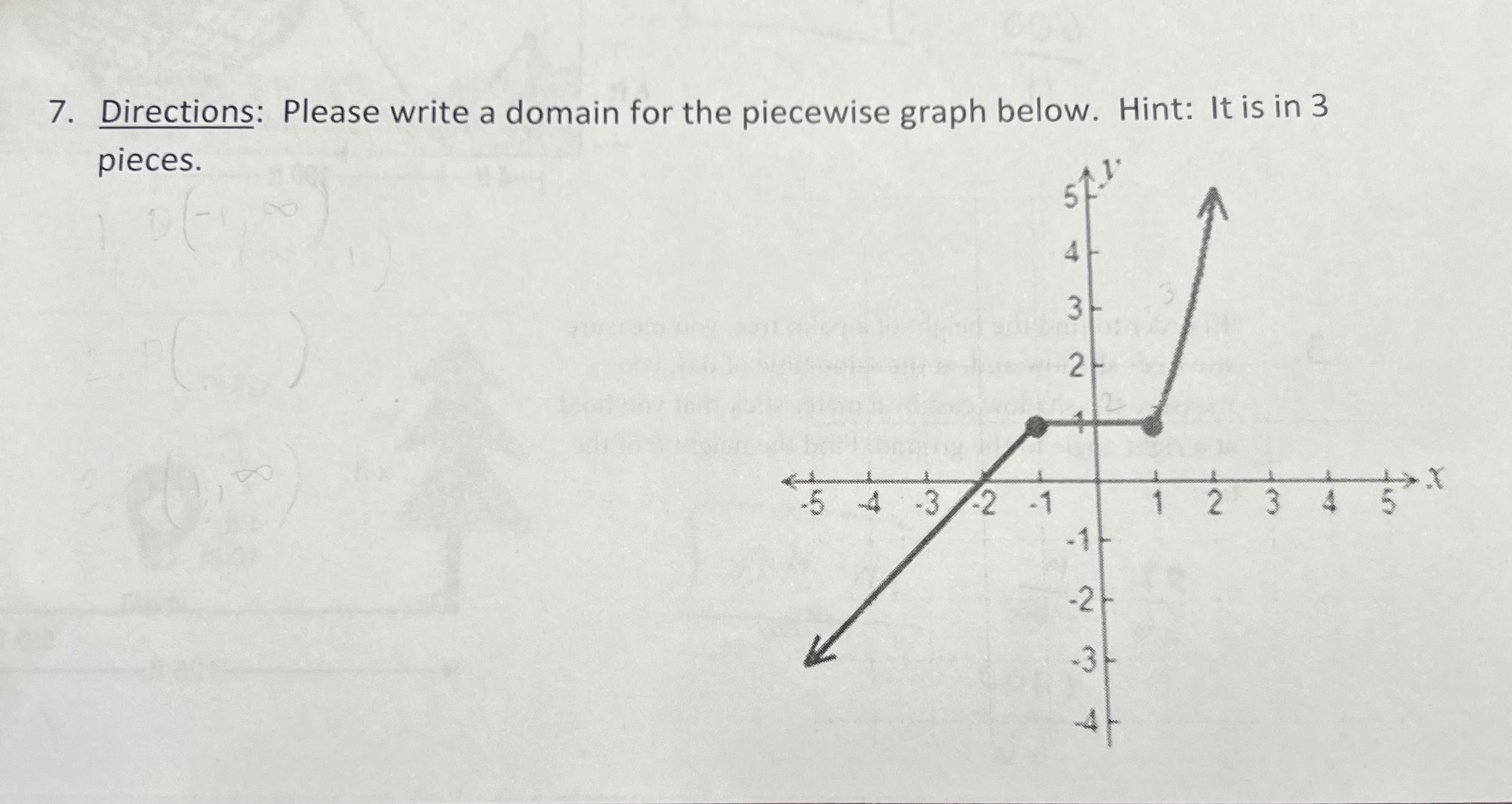 Solved Directions: Please write a domain for the piecewise | Chegg.com