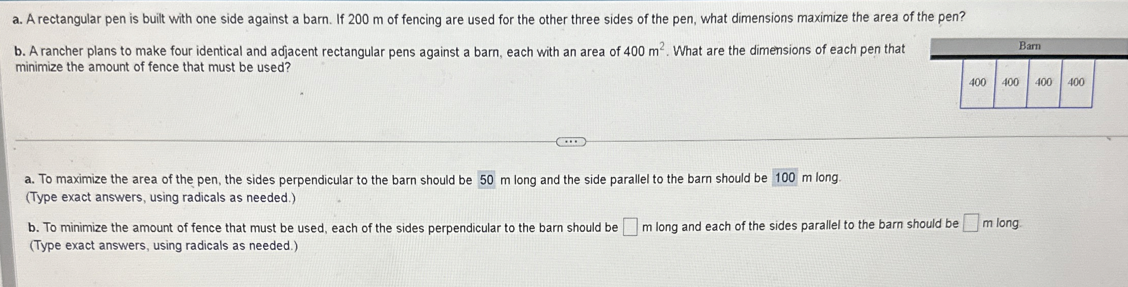 Solved a. ﻿A rectangular pen is built with one side against | Chegg.com