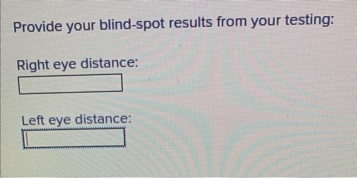 Solved Provide your blind-spot results from your testing: | Chegg.com