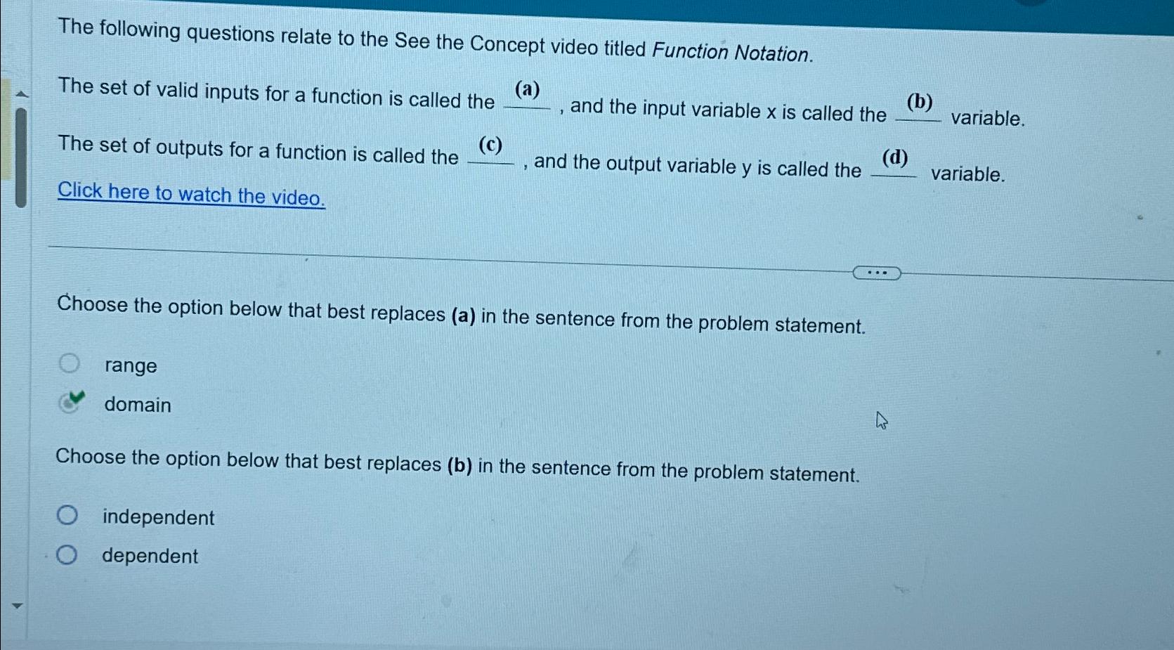 Solved The following questions relate to the See the Concept | Chegg.com