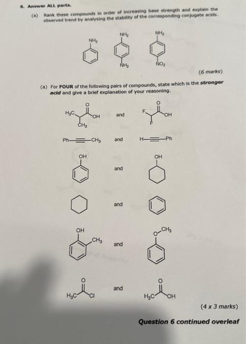 Solved 6. Answer AL parts. (a) Rank these compounds in order | Chegg.com