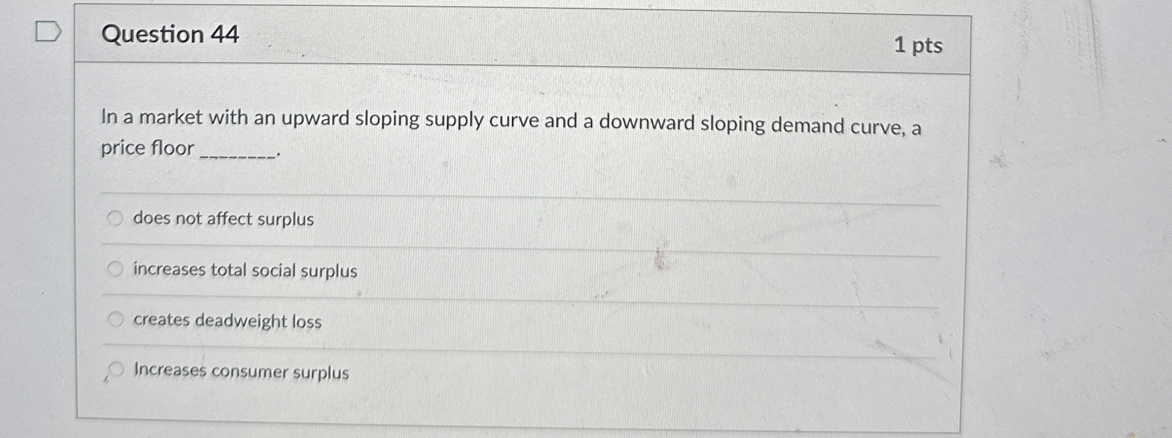 Solved Question 441 ﻿ptsIn a market with an upward sloping | Chegg.com