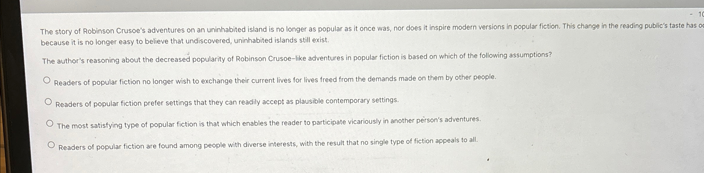 Solved The story of Robinson Crusoe's adventures on an | Chegg.com