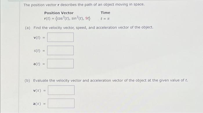 Solved The position vector r describes the path of an object | Chegg.com