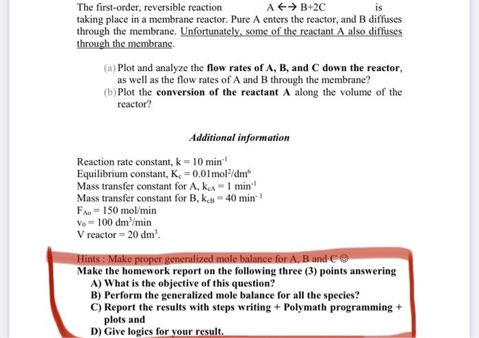 Solved Chemical Reaction Engineering - Reactor Design with | Chegg.com