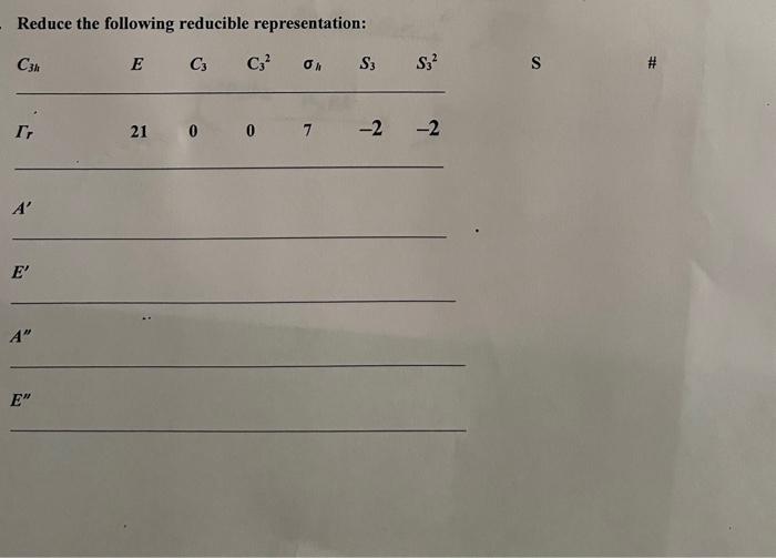 Solved Reduce The Following Reducible Representation