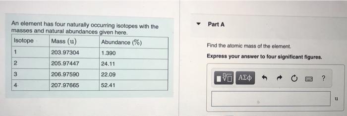 Solved Part A An element has four naturally occurring | Chegg.com