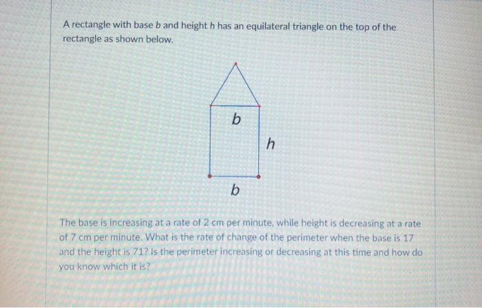 Solved A rectangle with base b and height h has an | Chegg.com