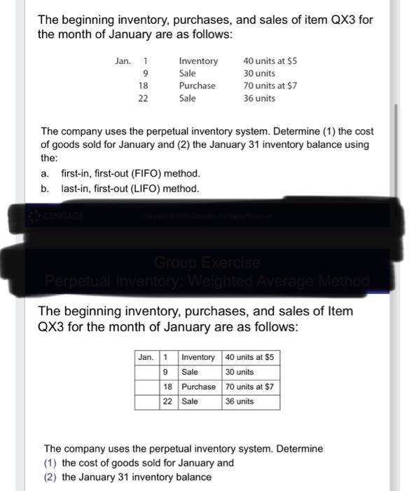 Solved The beginning inventory, purchases, and sales of item | Chegg.com