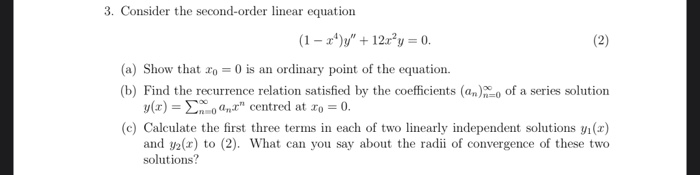 Solved 3. Consider the second-order linear equation (1 – | Chegg.com