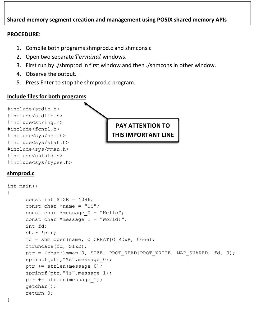 Solved Shared memory segment creation and management using | Chegg.com