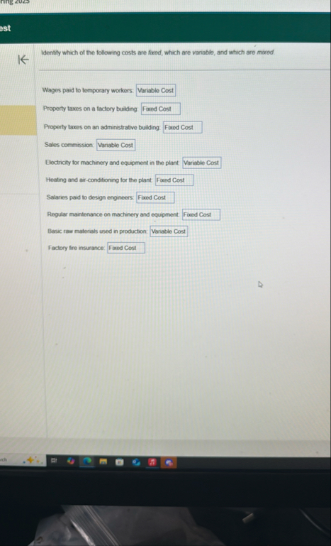 Solved astIdentify which of the following costs are fixed, | Chegg.com