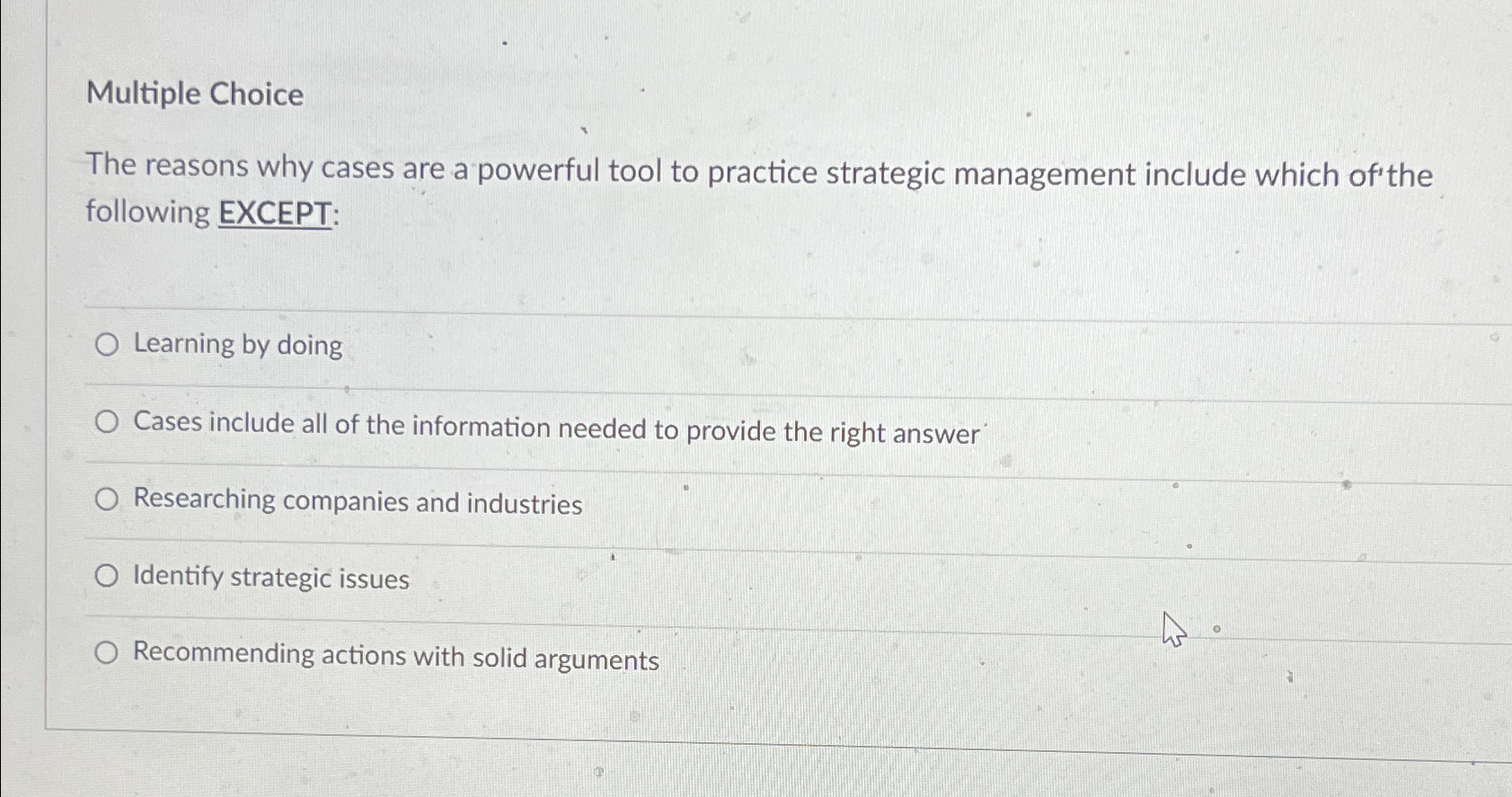 Solved Multiple ChoiceThe reasons why cases are a powerful | Chegg.com