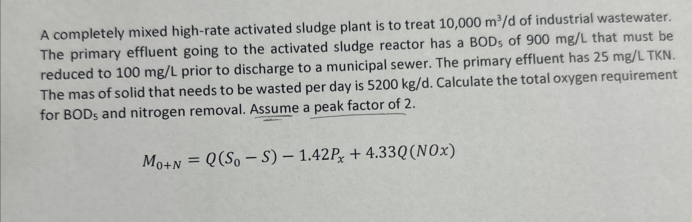 Solved A completely mixed high-rate activated sludge plant | Chegg.com