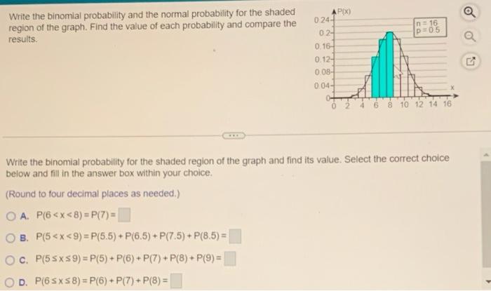 Solved PDX Write the binomial probability and the normal | Chegg.com