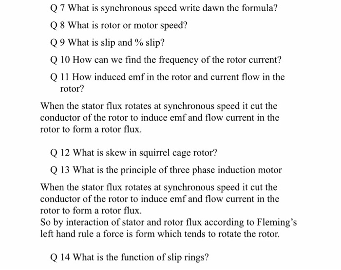 Solved Q 7 What is synchronous speed write dawn the formula? | Chegg.com