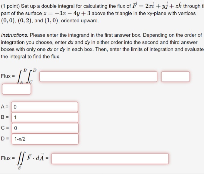 Solved Calculate ∬Sf(x,y,z)dS(1 ﻿point) ﻿Set up a double | Chegg.com