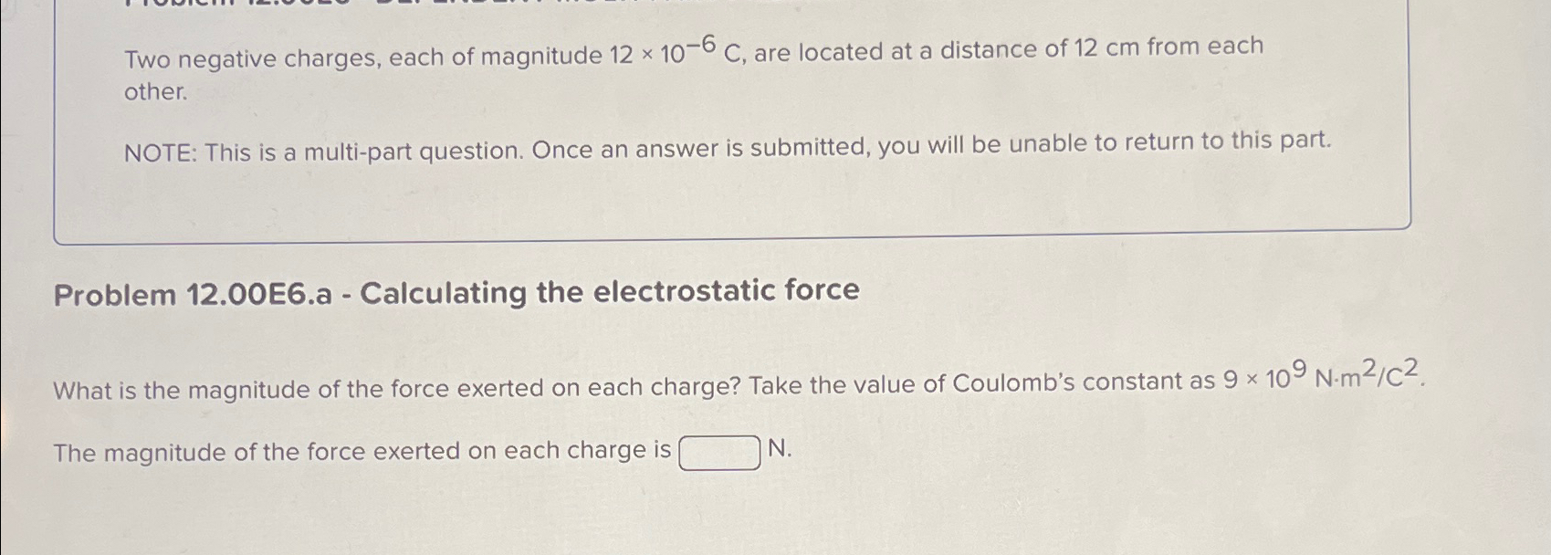 Solved Two negative charges, each of magnitude 12×10-6C, | Chegg.com