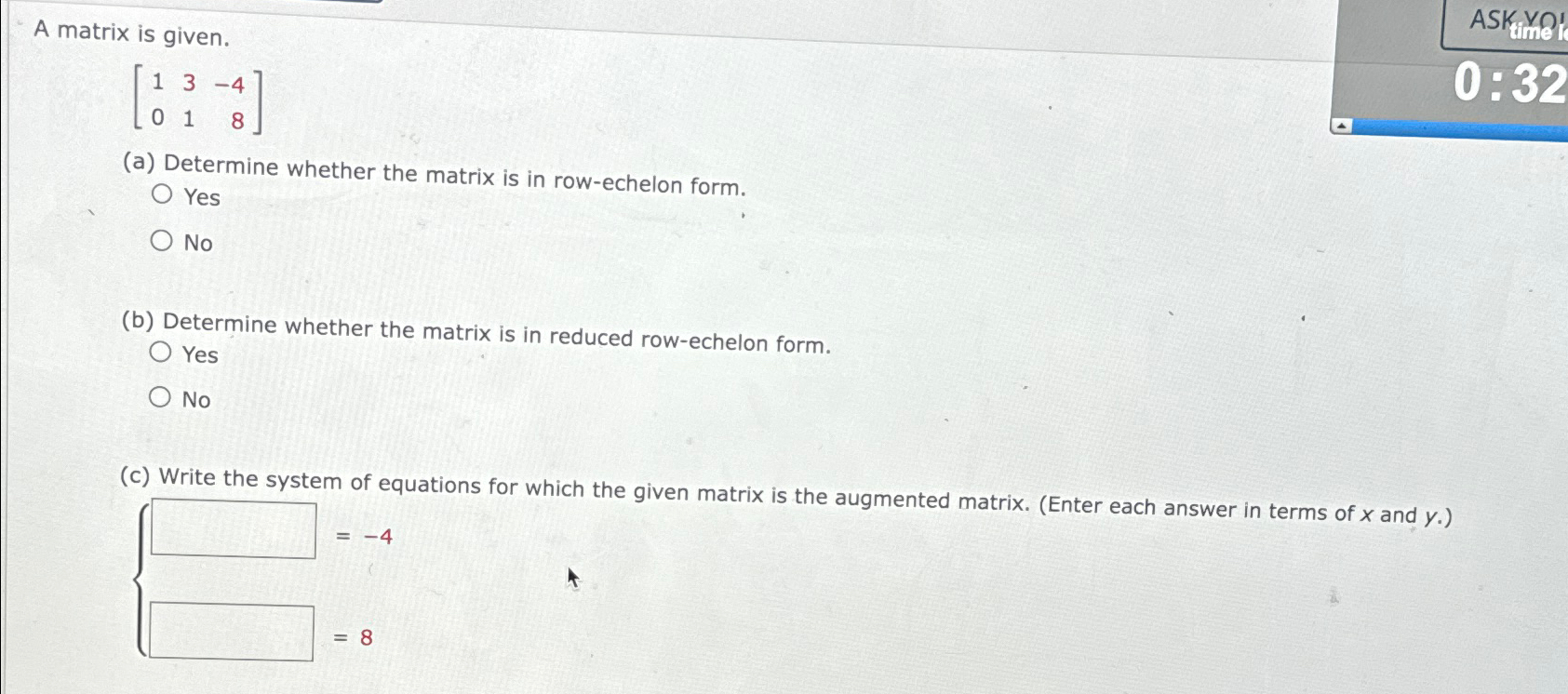 Solved A matrix is given.[13-4018](a) ﻿Determine whether the | Chegg.com