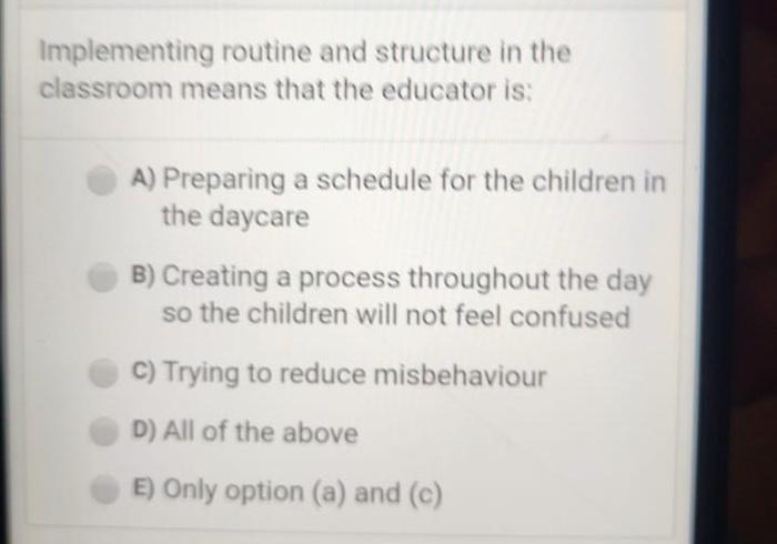 Solved Implementing routine and structure in the classroom | Chegg.com