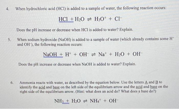 Solved 4. When hydrochloric acid (HCI) is added to a sample | Chegg.com