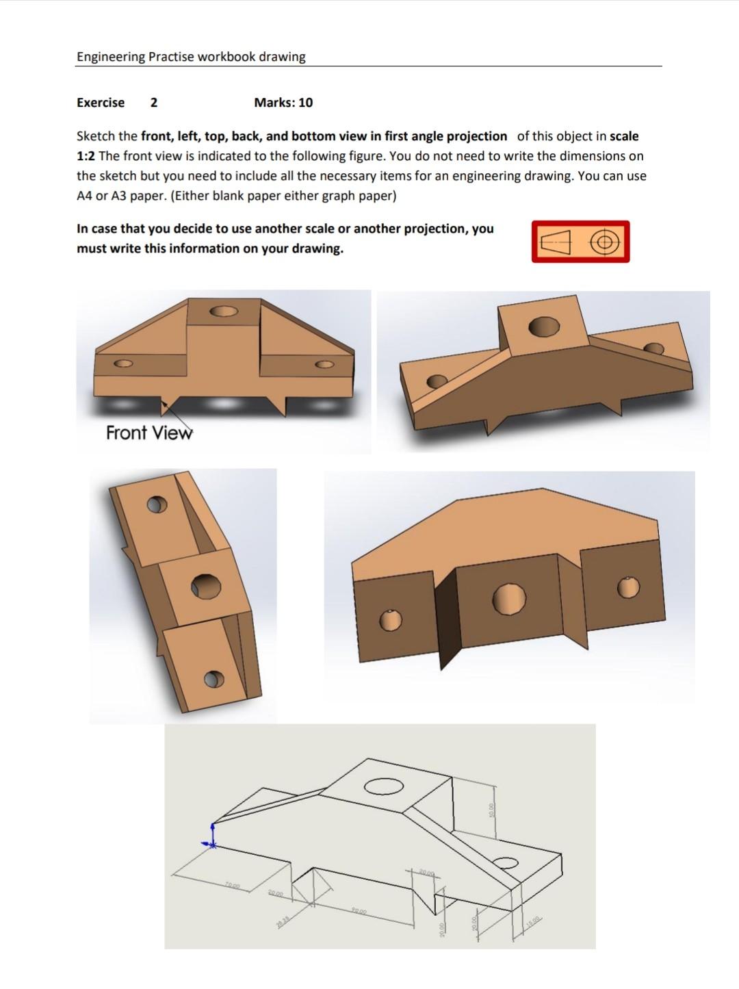 Solved Engineering Practise workbook drawing Exercise 2 | Chegg.com