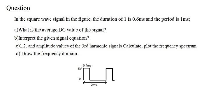 Solved Question In the square wave signal in the figure, the | Chegg.com