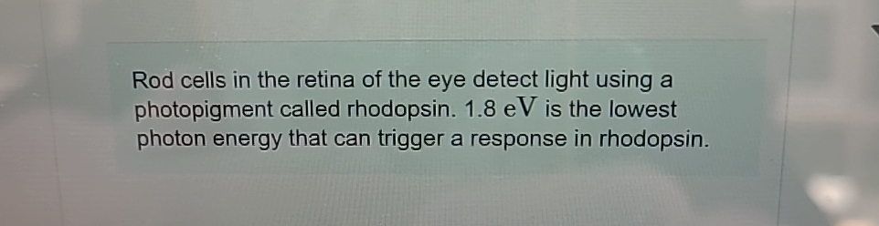 Solved Rod cells in the retina of the eye detect light using | Chegg.com