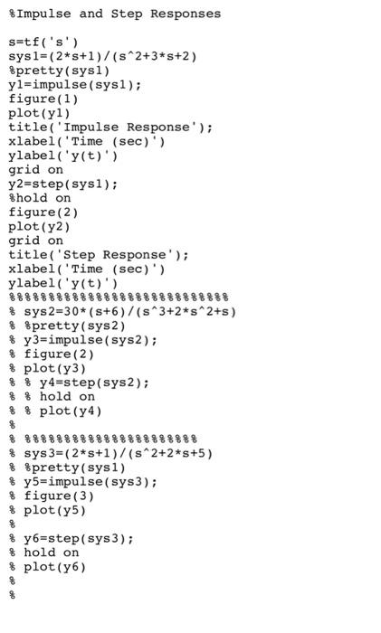 Solved Assignments: Please find the impulse and step | Chegg.com