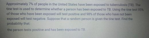 Solved Approximately 7% of people in the United States have | Chegg.com