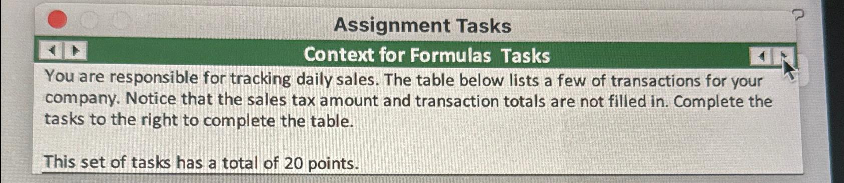 Solved Assignment TasksContext for Formulas TasksYou are | Chegg.com