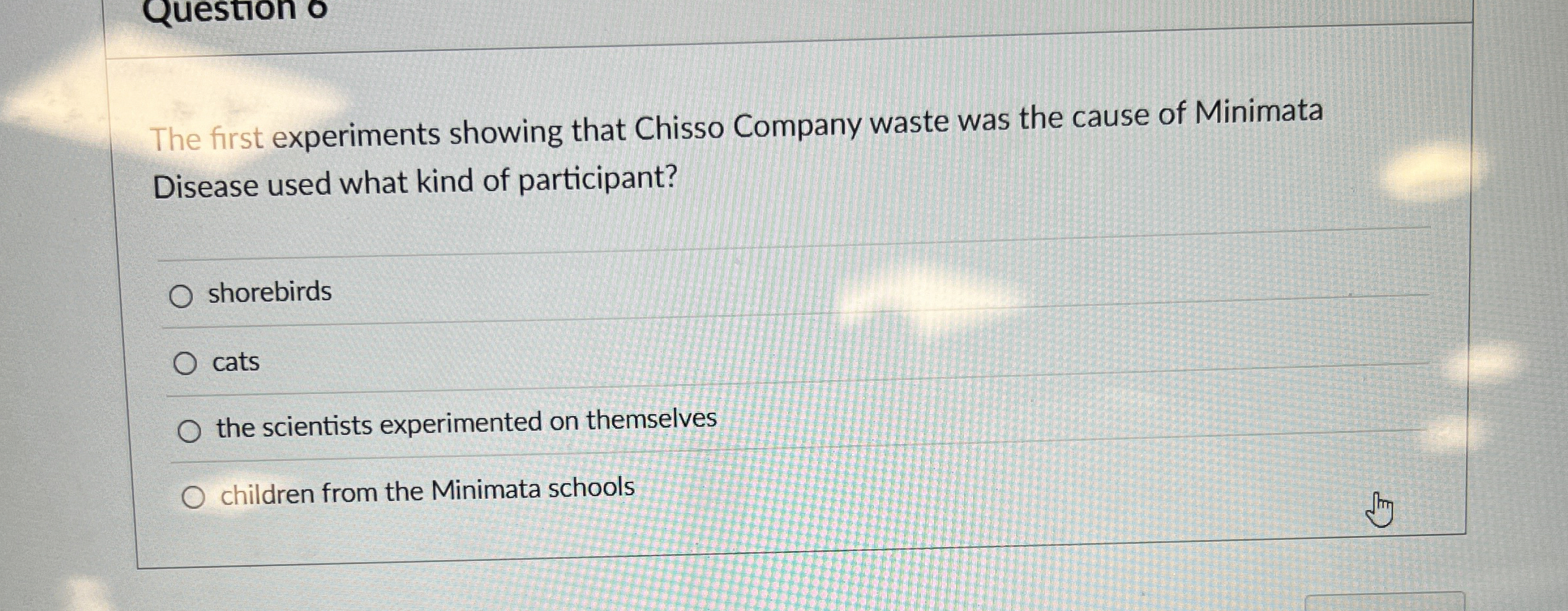 Solved The first experiments showing that Chisso Company | Chegg.com