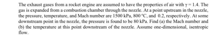 Solved The exhaust gases from a rocket engine are assumed to | Chegg.com