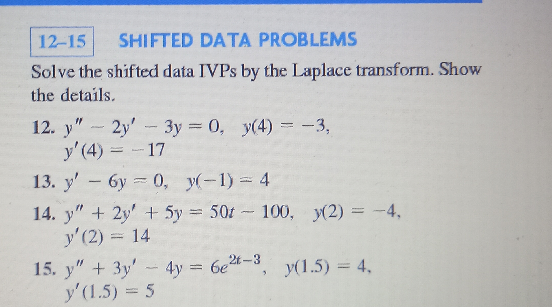 Solved 12-15 ﻿SHIFTED DATA PROBLEMSSolve the shifted data | Chegg.com