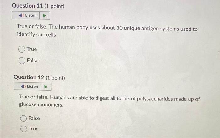 True or false. The human body uses about 30 unique | Chegg.com